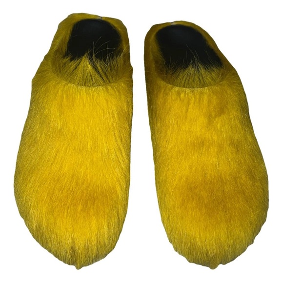 Marni | Shoes | Marni Fussbett Sabot Long Hair Clogs Yellow | Poshmark